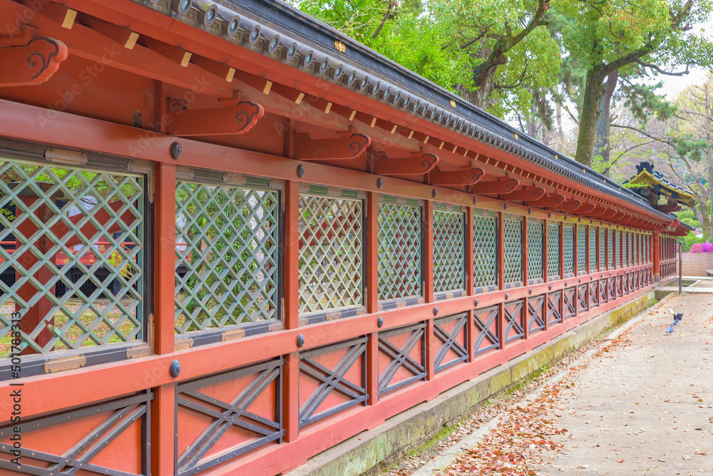 Sukibei (see-through fence) of the Nezu Shrine in Tokyo, Important ...
