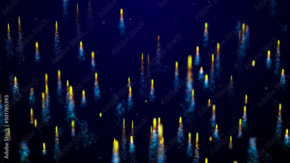 Falling glittering particles streaks animation. Abstract defocused gold ...