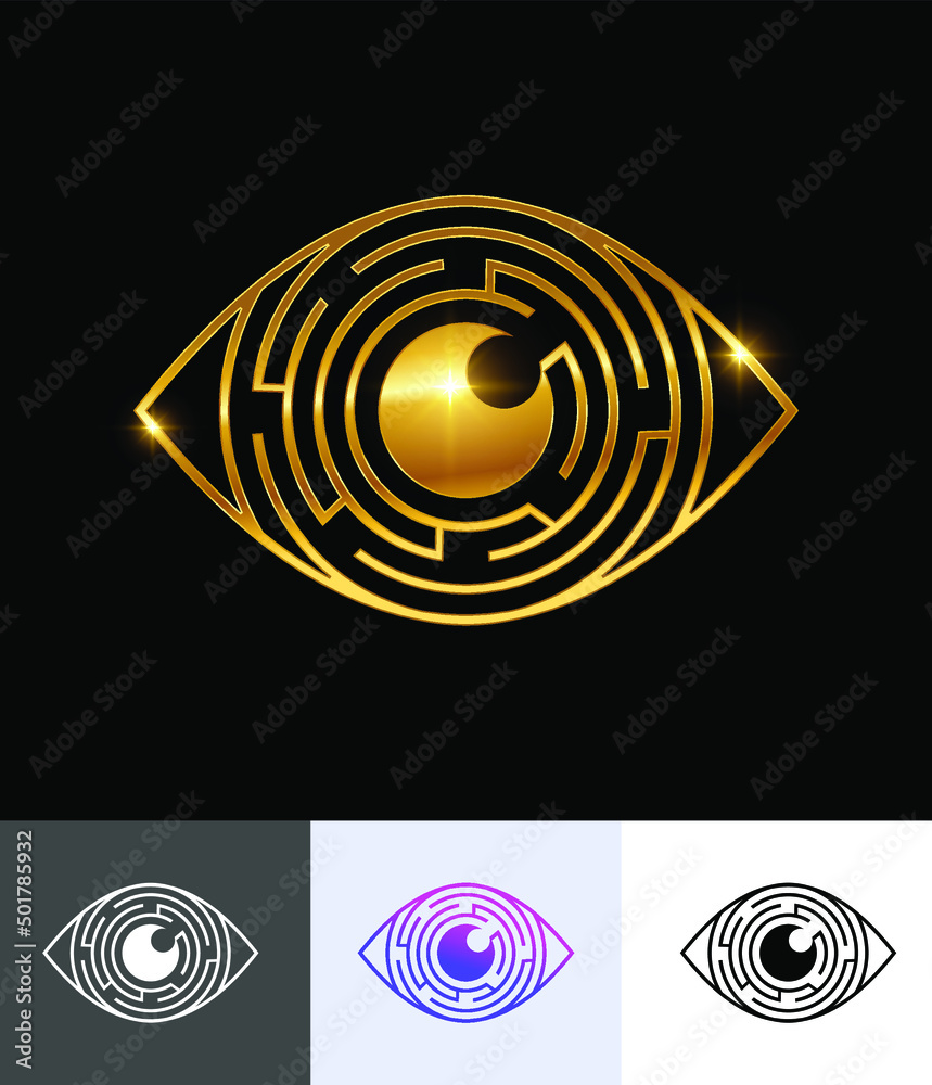 A vector illustration set of Golden Eye Symbol Sign Stock Vector ...