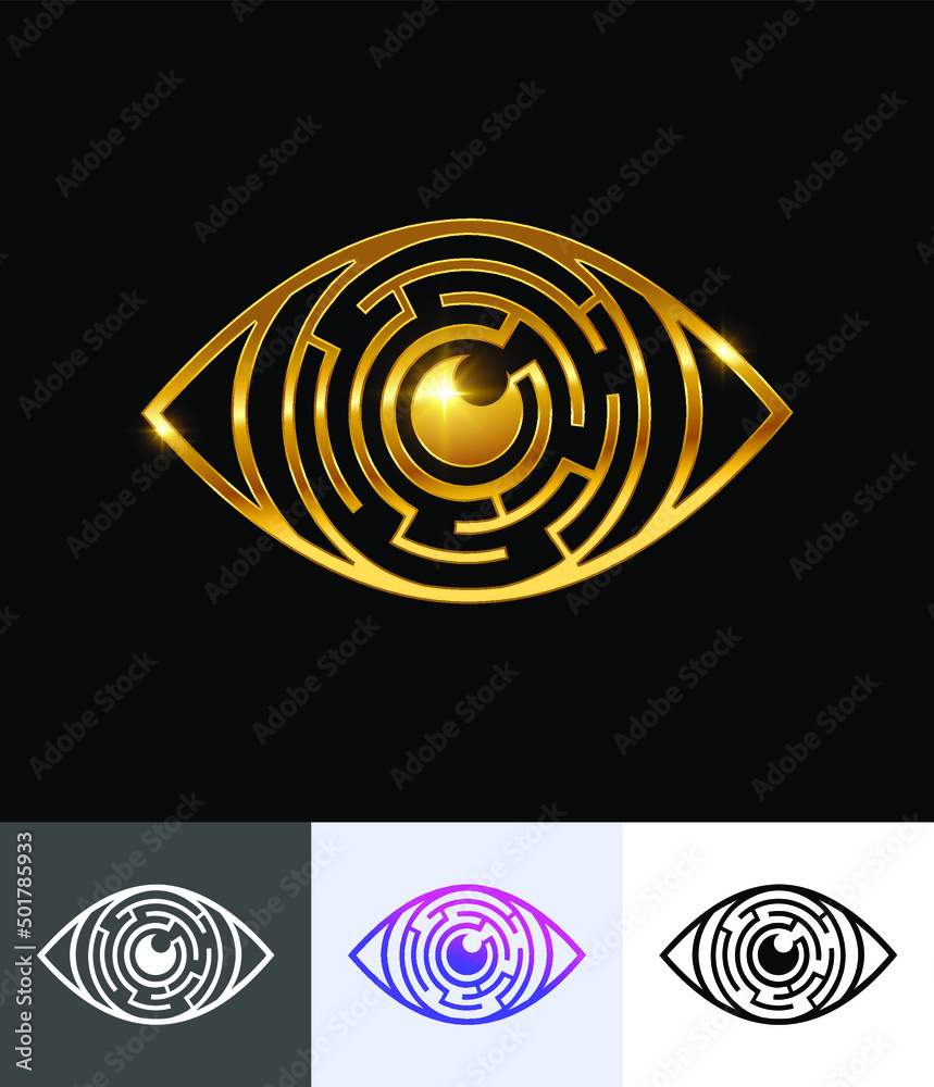 A vector illustration set of Golden Eye Symbol Sign Stock Vector ...