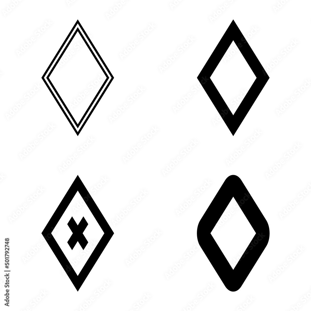 Rhombus Flat Icon Set Isolated On White Background Stock Vector | Adobe ...