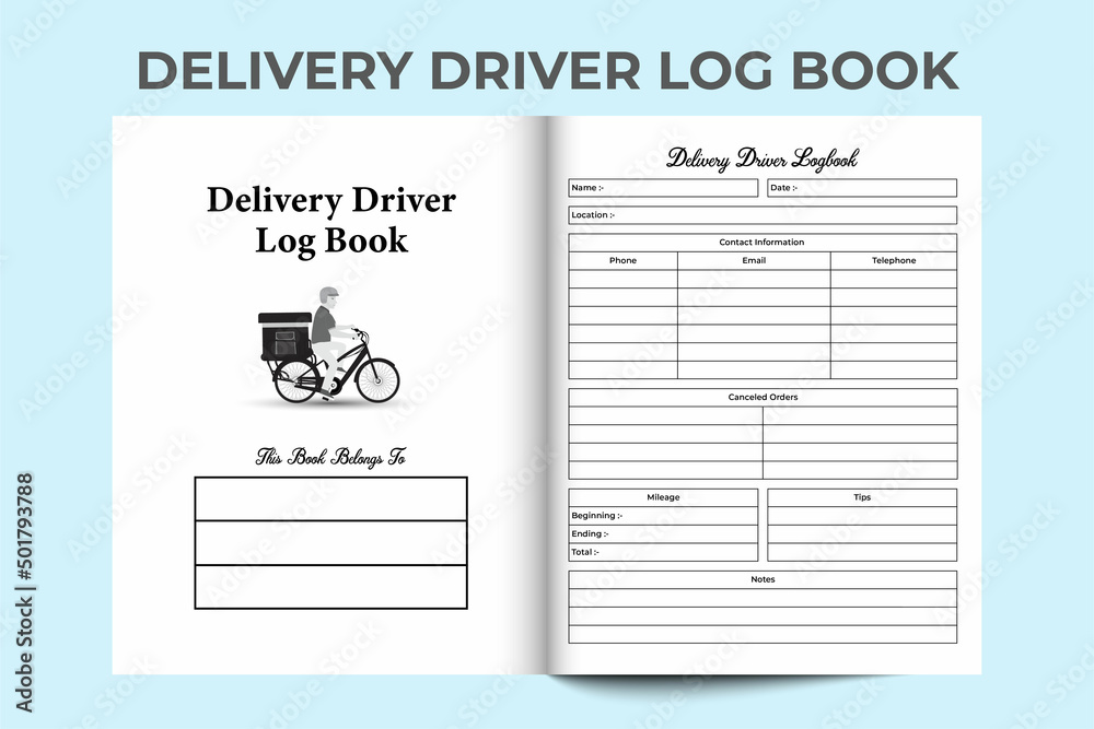 Delivery driver log book KDP interior. Online shopping delivery tracker ...