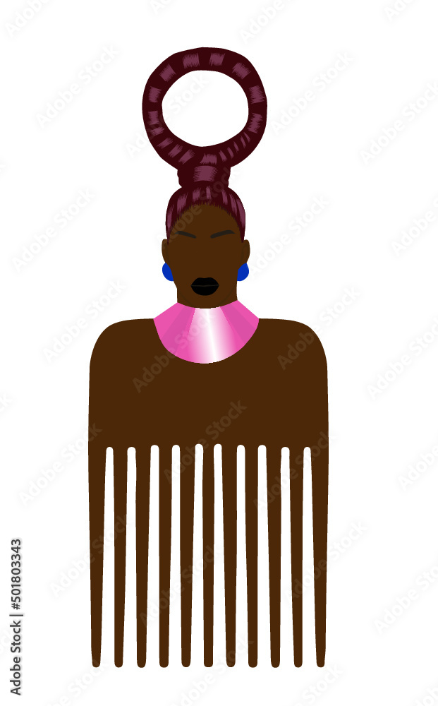 Afro comb symbol. Afro Comb Vector. African black woman. Afro hairbrush ...
