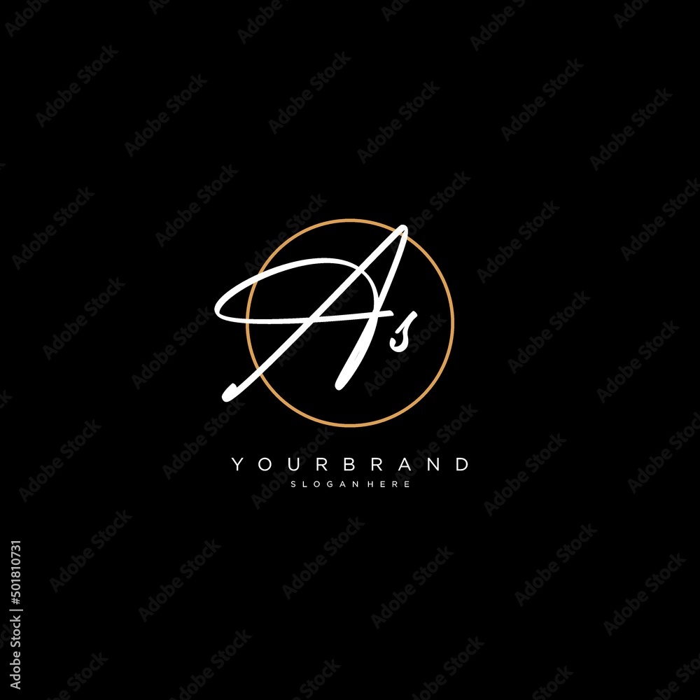 Initials AS logo monogram with simple circle line style Stock Vector ...