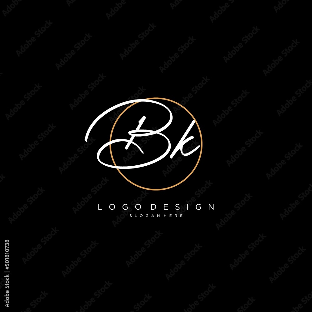 Initials BK logo monogram with simple circle line style Stock Vector ...