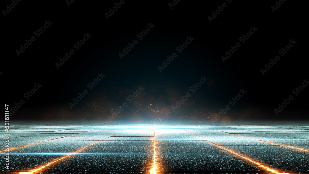 Dark fire background. Abstract space. Empty dark scene. The flame is ...