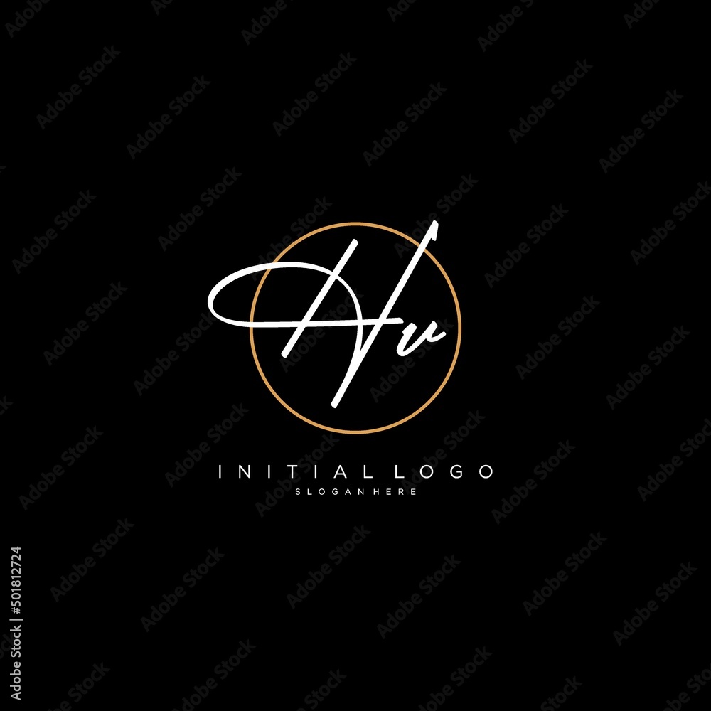 Initials HV logo monogram with simple circle line style Stock Vector ...