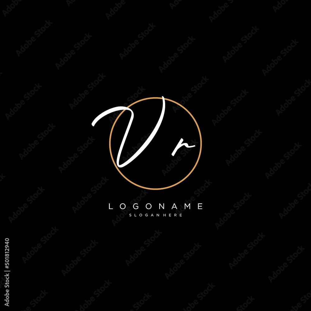 Initials VR logo monogram with simple circle line style Stock Vector ...
