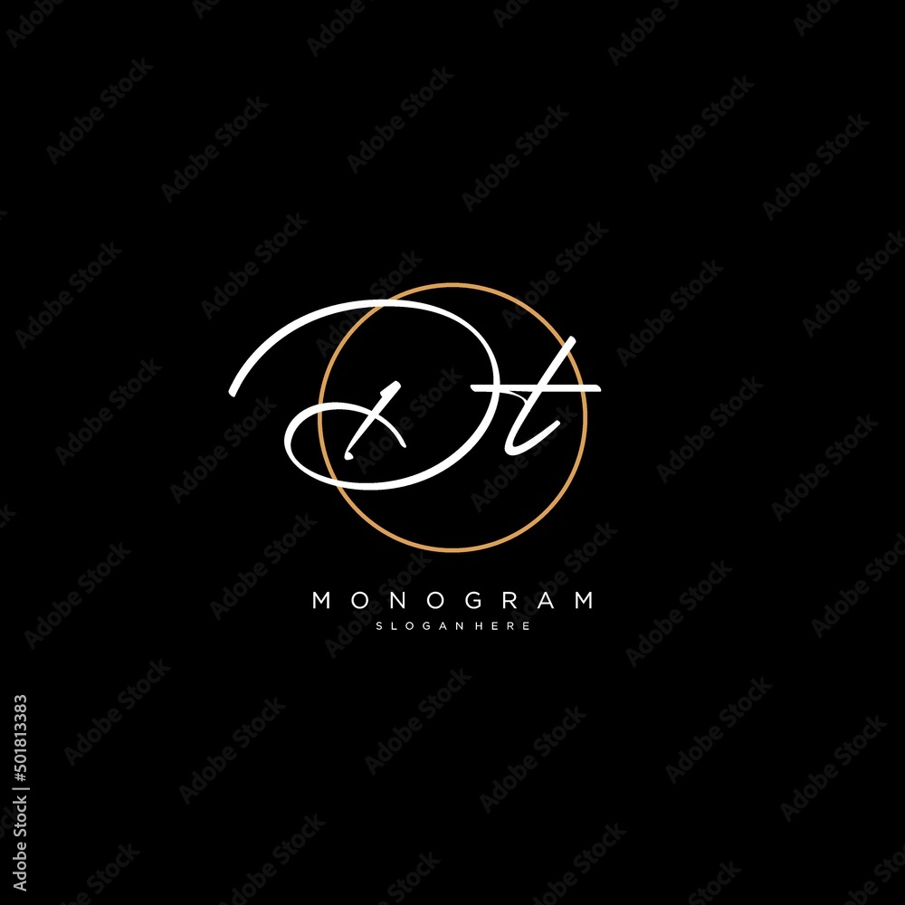 Initials DT logo monogram with simple circle line style Stock Vector ...