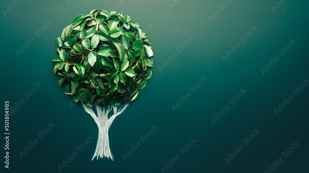 Earth day concept. Ecology symbol green tree in the form of a earth ...
