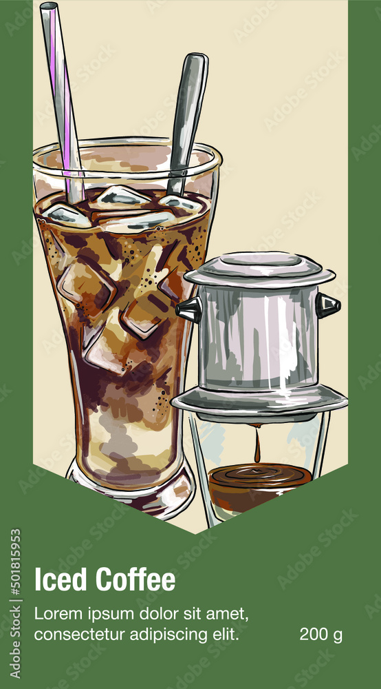 iced coffee banner which can be used for menu books and cafe promotions ...