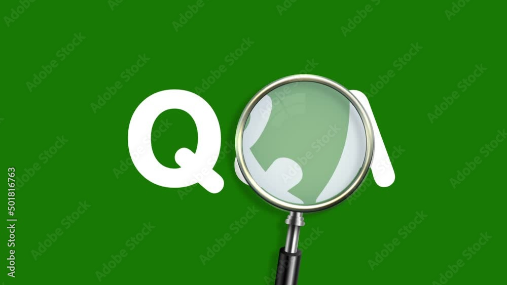 magnifying glass hovering over the word q&a motion animation.4K motion ...