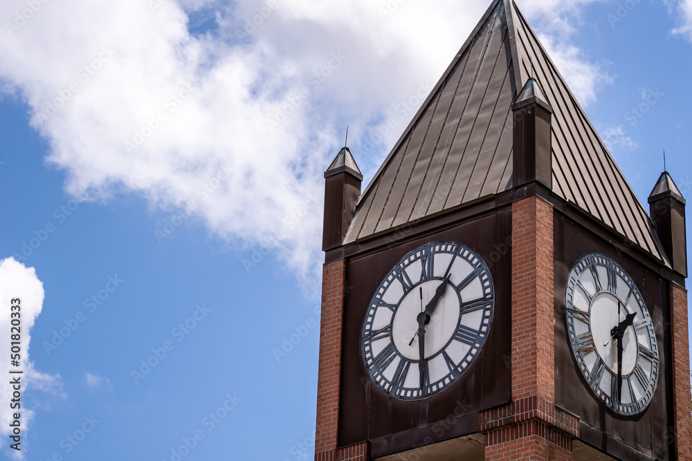 Roman Numerals City Clock Tower in Downtown Houston Stock Photo | Adobe ...