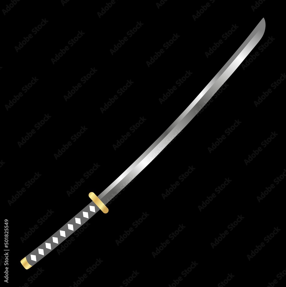 Vector illustration of katana for battle, luxury design elements, games ...