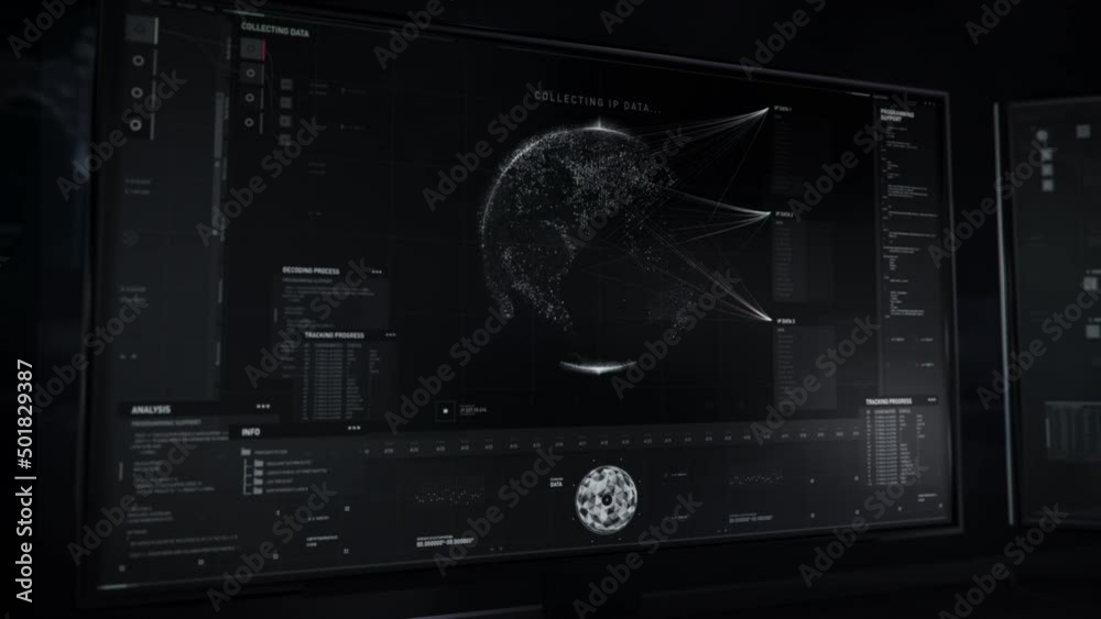 Server analysis tech interface tracking the location of the criminals ...