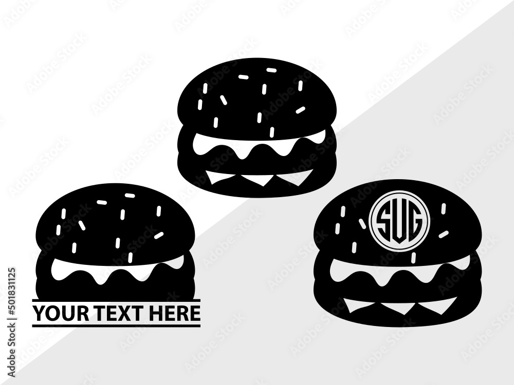 Burger Monogram SVG Cut File | Hamburger Svg | Fast Food Svg | Bbq Food ...