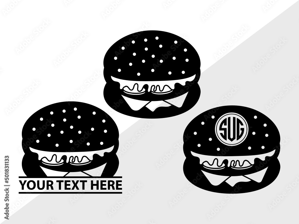 Burger Monogram SVG Cut File | Hamburger Svg | Fast Food Svg | Bbq Food ...