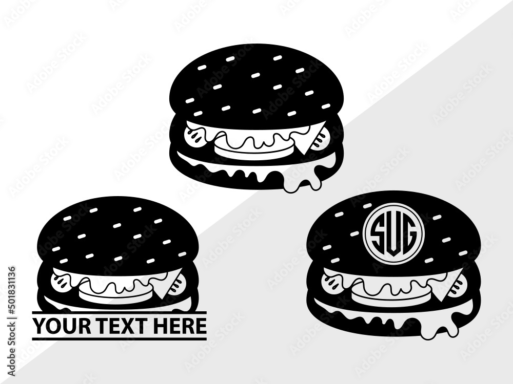 Vetor do Stock: Burger Monogram SVG Cut File | Hamburger Svg | Fast ...