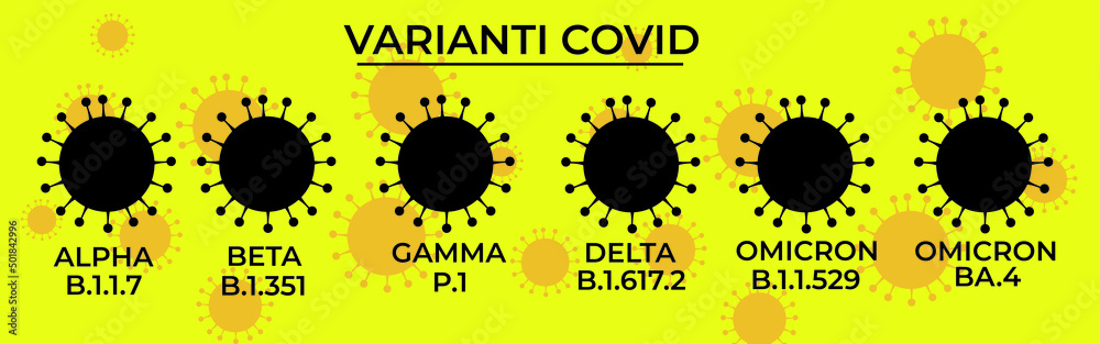 Covid-19 virus variants poster. Vector illustration. Variations of the ...