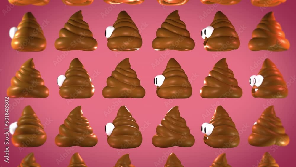 Fun Web Humor Animation Of Smiling Poop Icons Turning In Pink ...