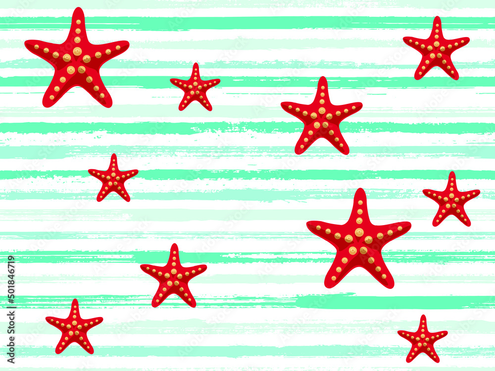 Starfish coral color sea star vector seamless pattern. Caribbean ...