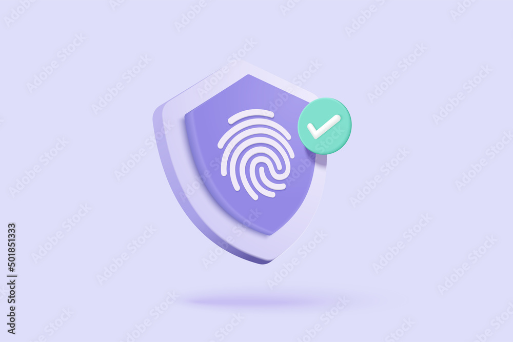 3d Fingerprint Cyber Secure Icon Digital Security Authentication Concept Finger Scan For