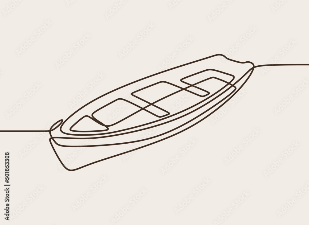 canoe oneline continuous single line art handdrawn Stock Vector | Adobe ...
