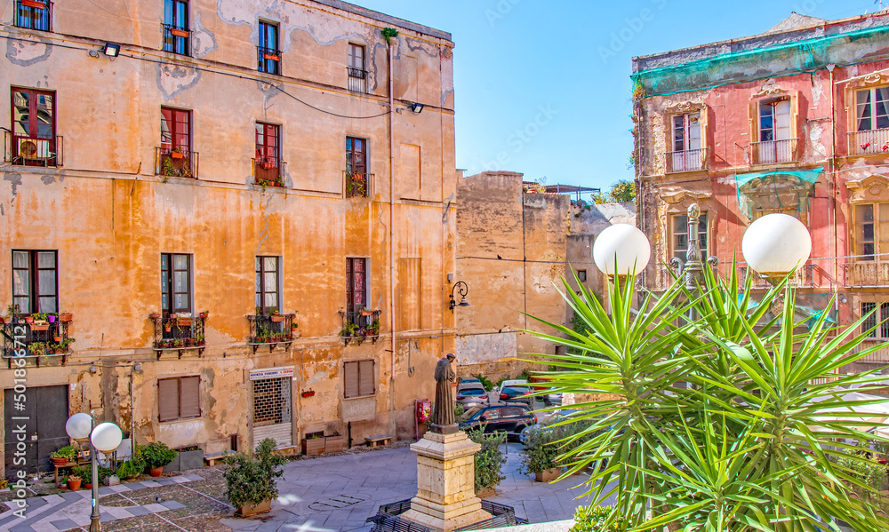 Historical architecture buildings old town of Cagliari - the capital of ...