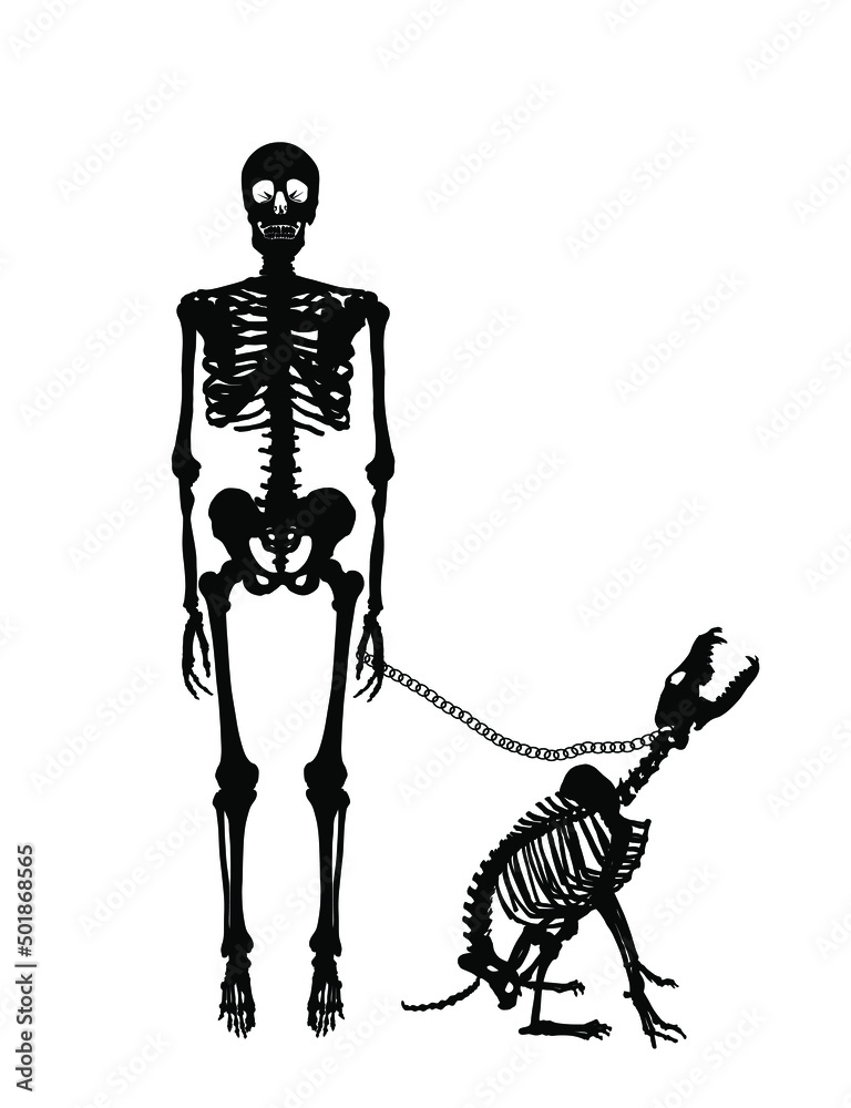 Scary horror dead man with dead dog on leash, doomsday after nuclear ...