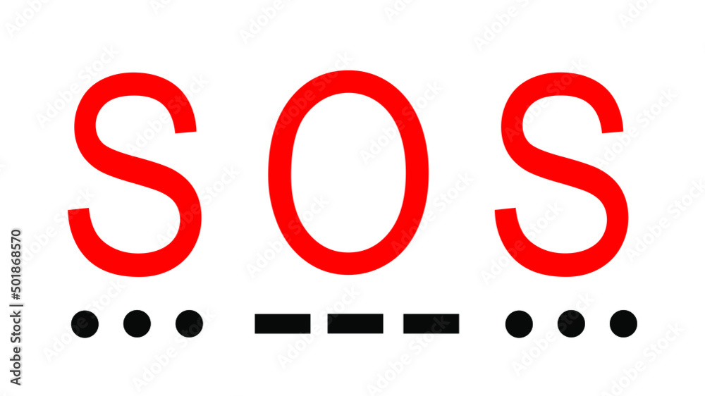 SOS request for help Morse code alphabet font vector illustration ...