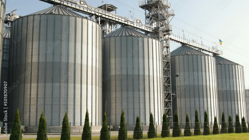 Agricultural silos. Storage and drying of grains, wheat, corn, soy ...