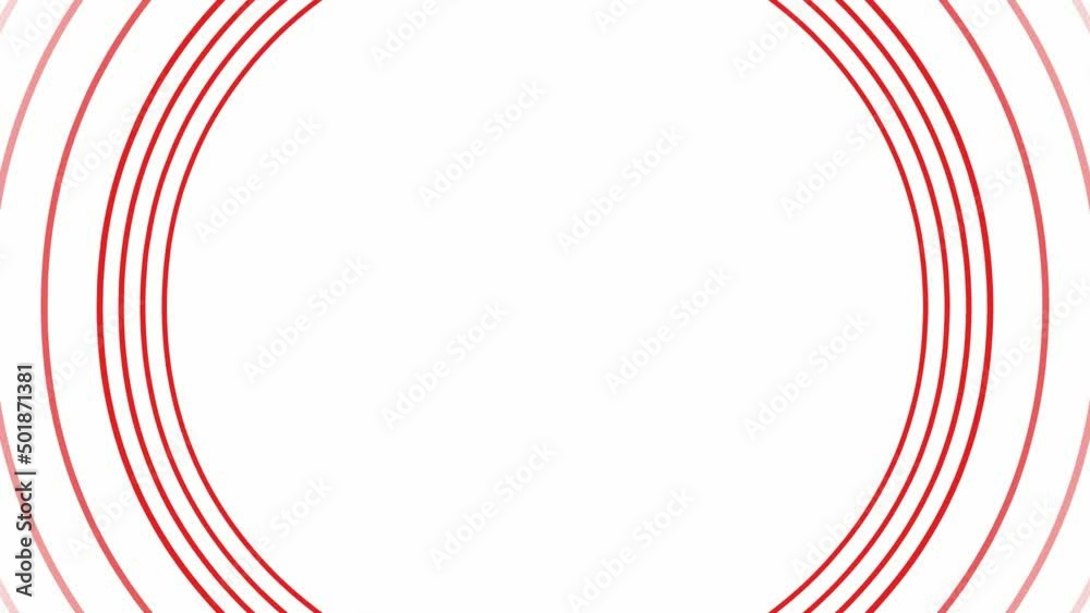 Animated increasing red line circles from the center. Vector ...