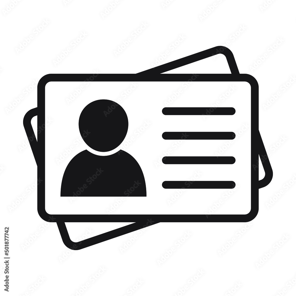 ID Card icon collection. Employee clerk card, driver license ...