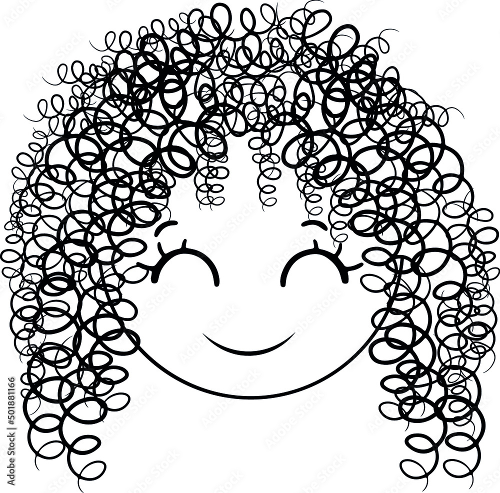 Girl with curly hair, curly girl, face of a girl with curly hair Stock ...
