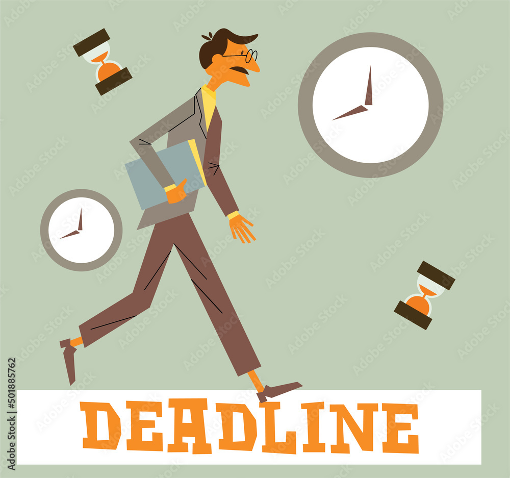 1960's style cartoon illustration of mid century flat character of a ...