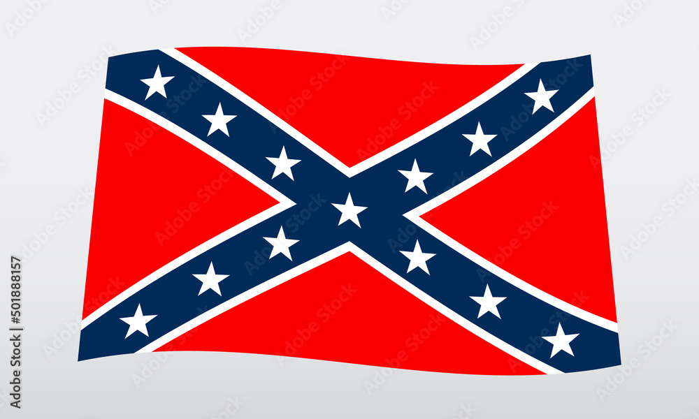 Confederate Flag Flags Waving USA Southern State of America Vector Set ...