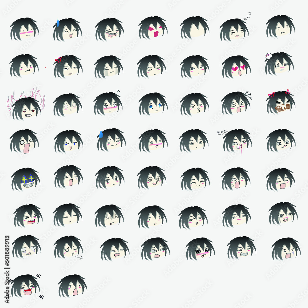 New list of 51 Emojis in anime style - 100% fully editable vector (no ...