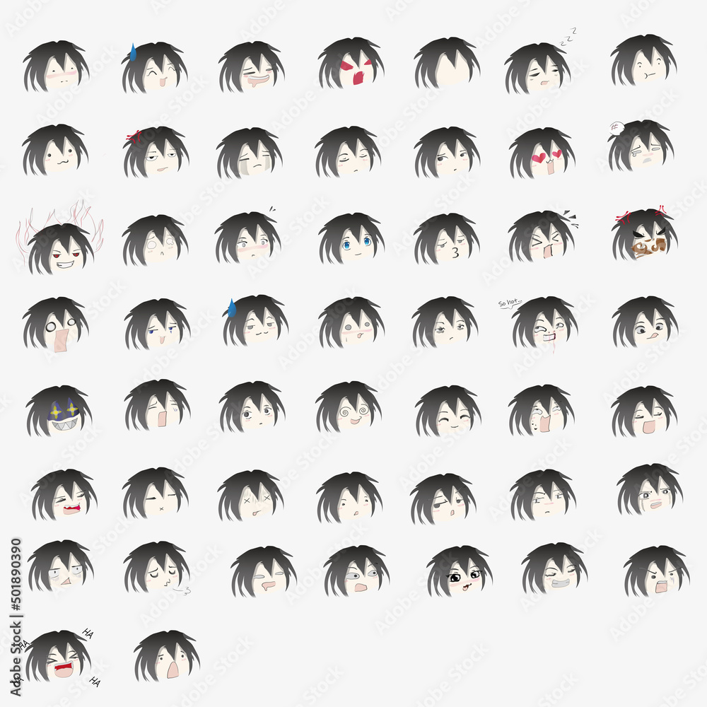New list of 51 Emojis in anime style Stock Illustration | Adobe Stock
