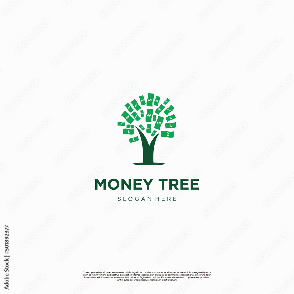 money tree logo design icon template, money combine with tree logo ...