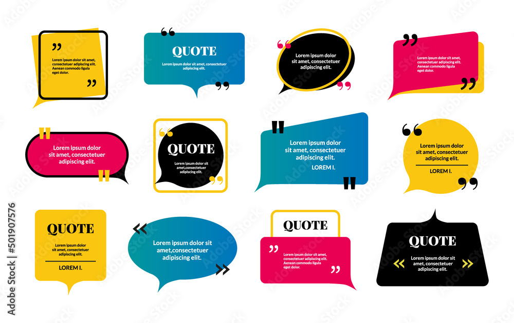 Text bubble. Modern message with frame. Citation borders with commas ...