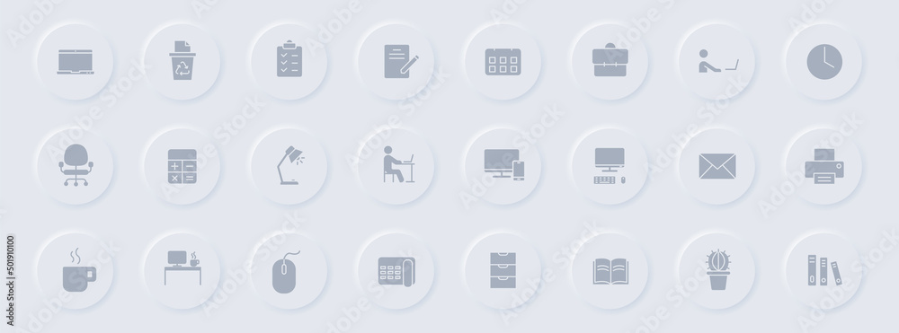 workspace gray glyph icons on round rubber buttons. workspace vector ...
