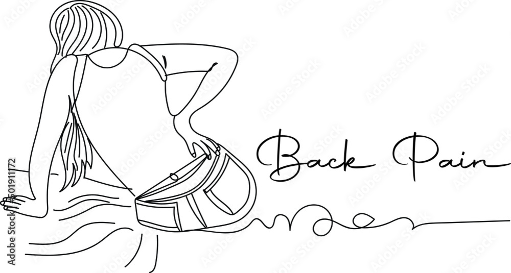 Outline sketch drawing of Women experiencing pain in the lumbar part of ...