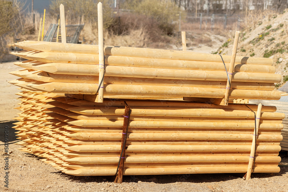 Log or Wooden Bar in pallet for Wooden Construction Working. Large ...