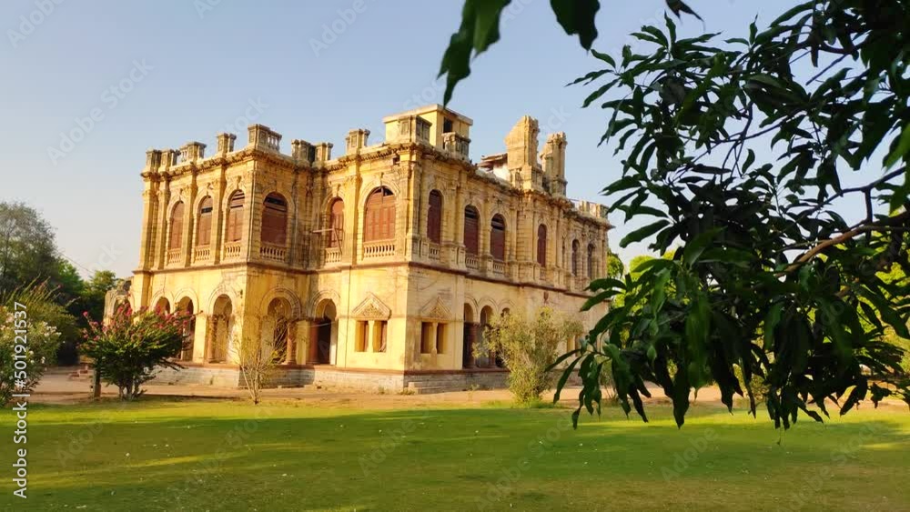 4K video of Sharad Baug Palace located in Bhuj, Kutch, India. Ancient ...