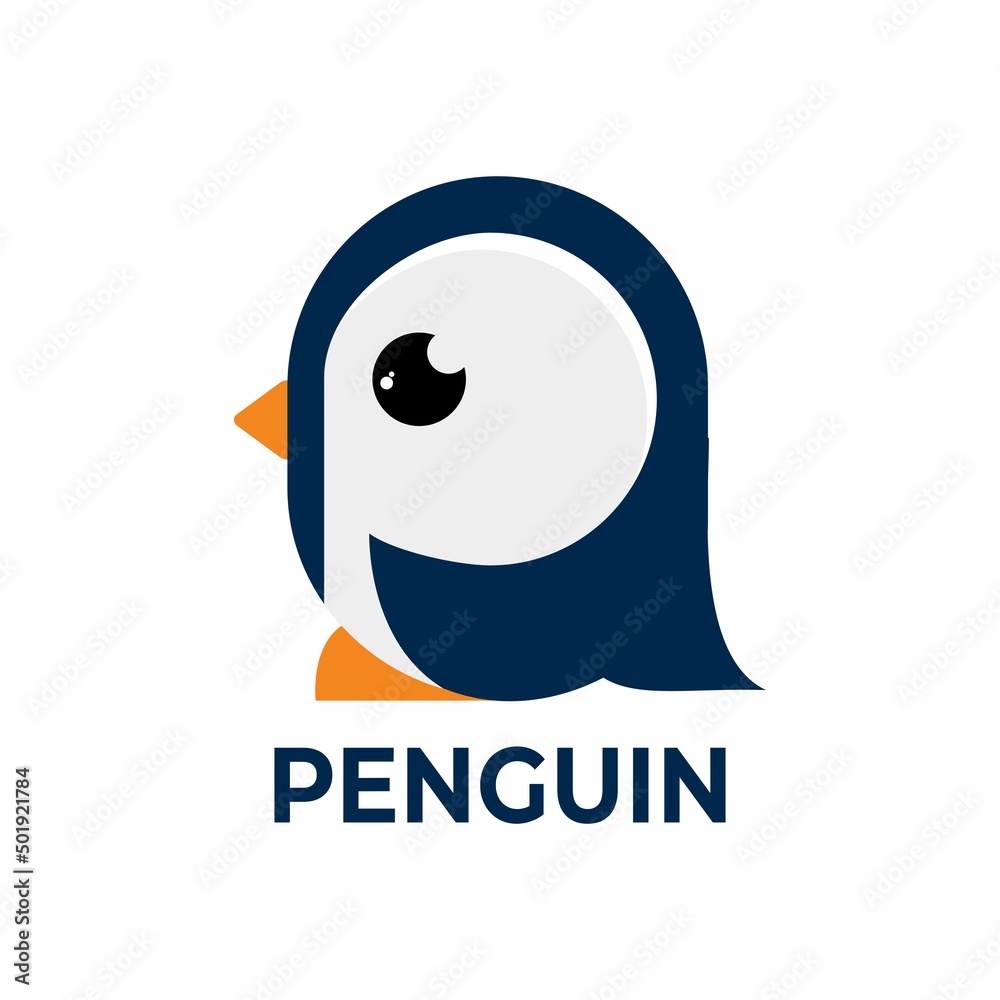 cute penguin logo design vector shaped letter p Stock Vector | Adobe Stock
