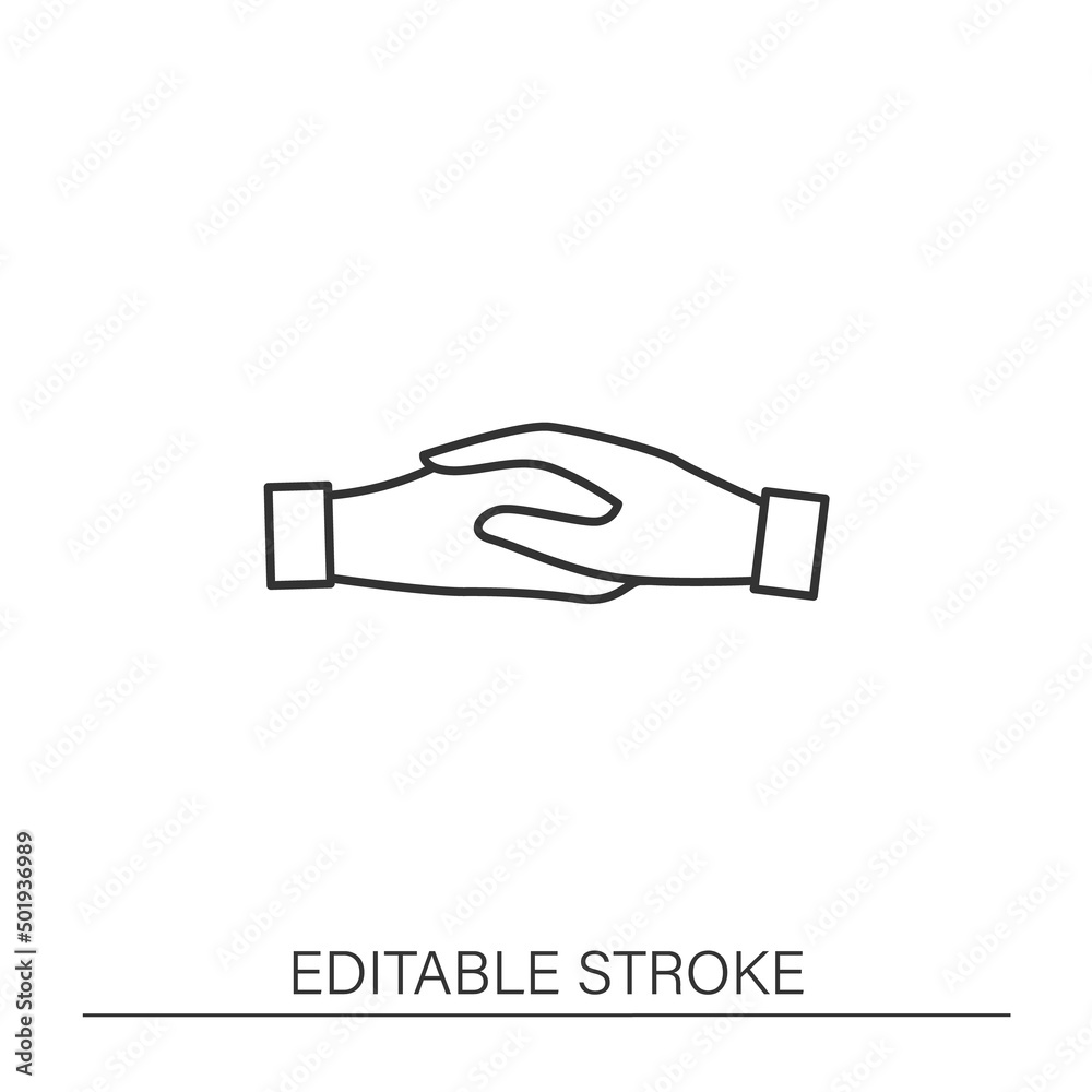 Hands line icon. Handshake. Calming and concentration concept. Isolated ...