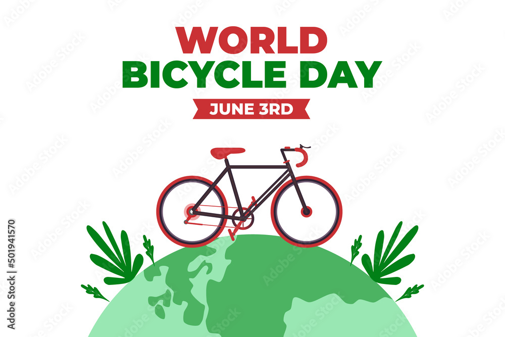 World bicycle day background design with world map and bicycle clipart ...