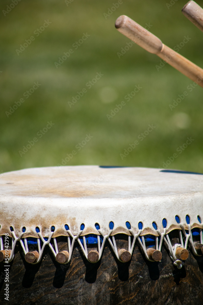 Traditional Native American Drum being played during a Cultural ...