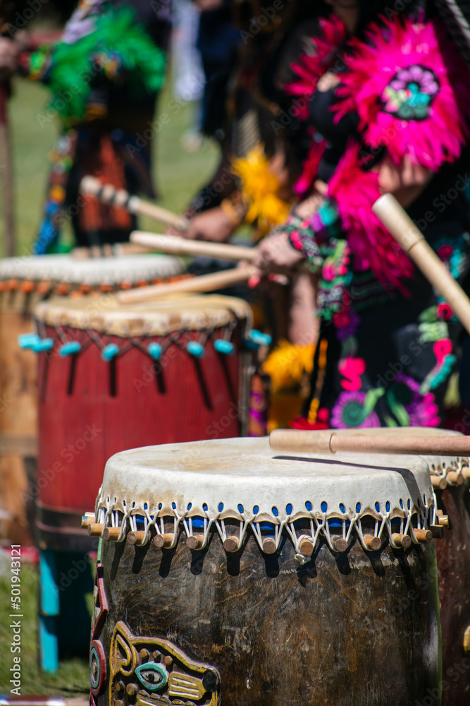 Traditional Native American Drum being played during a Cultural ...