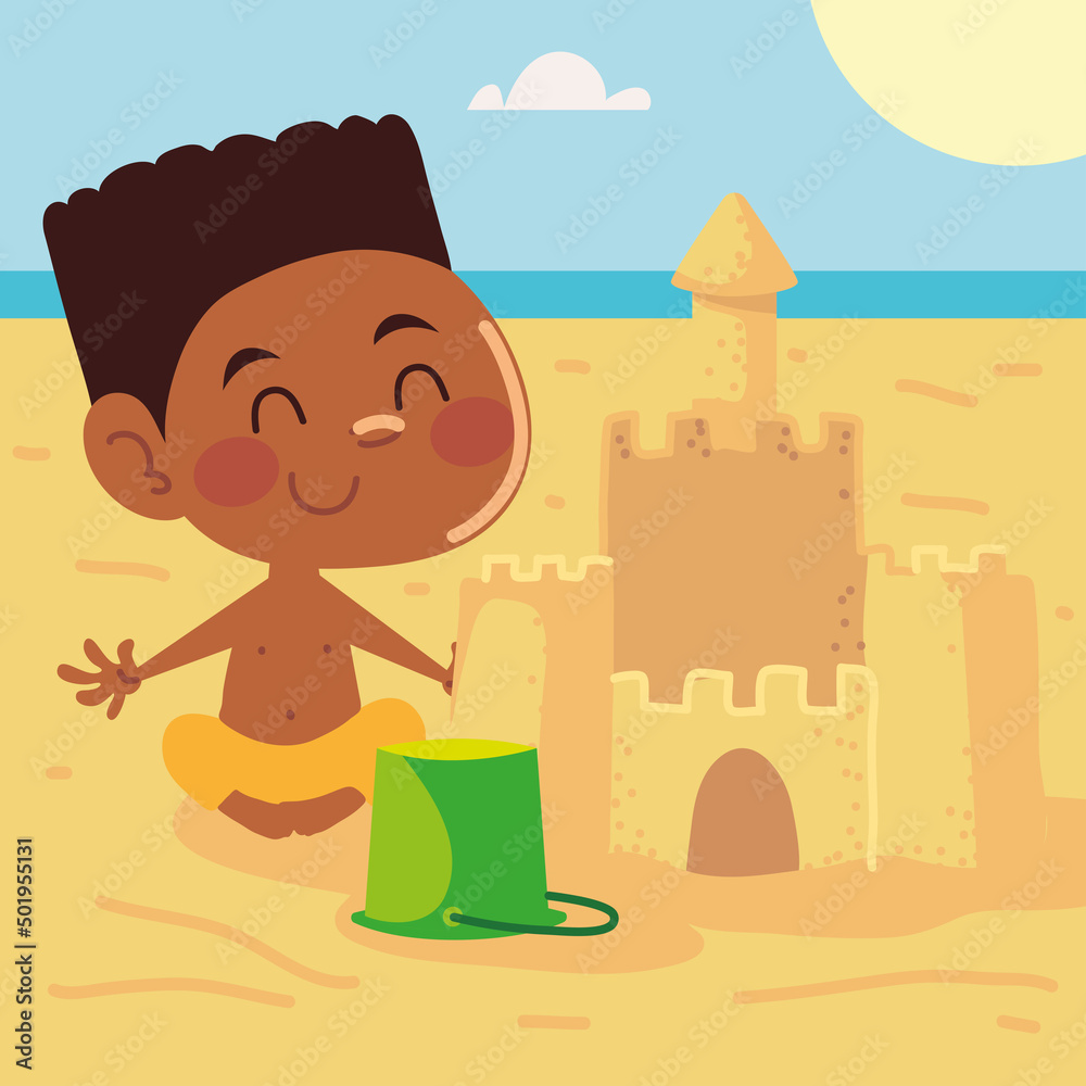 kids summer cartoon Stock Vector | Adobe Stock